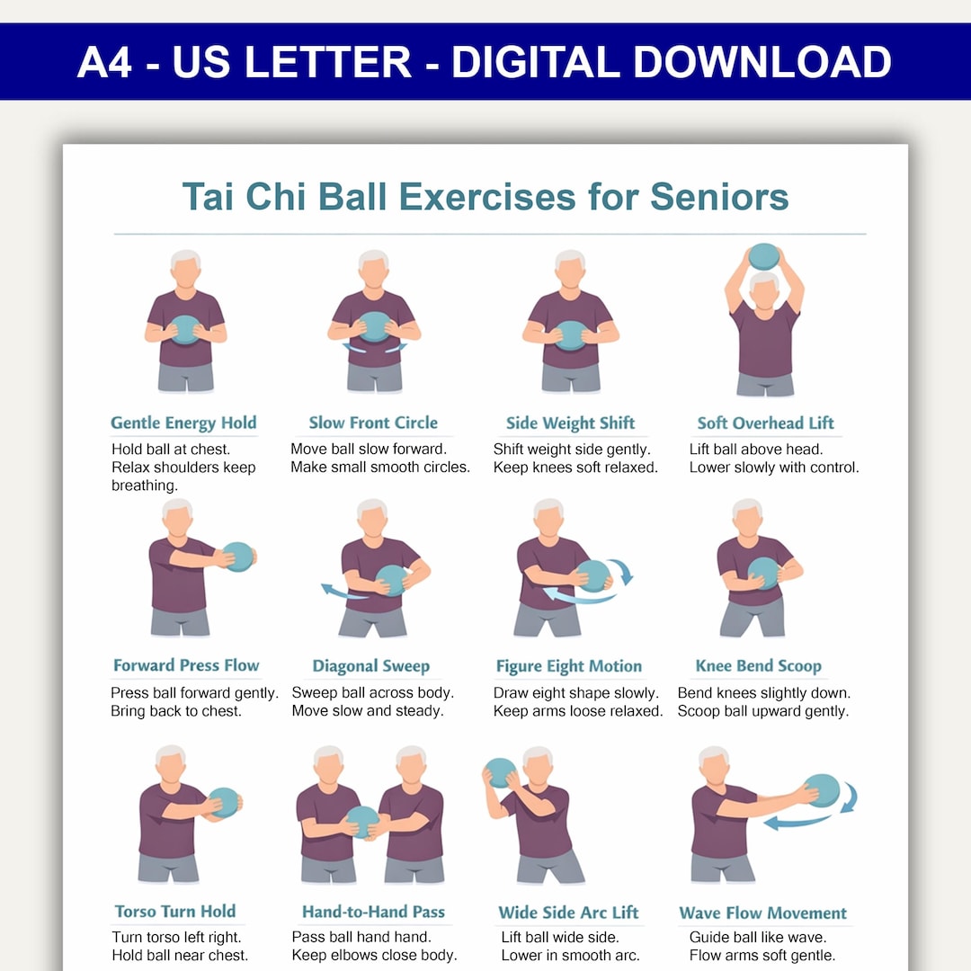 Tai Chi Ball Exercises for Seniors, Tai Chi Printable Workout ...