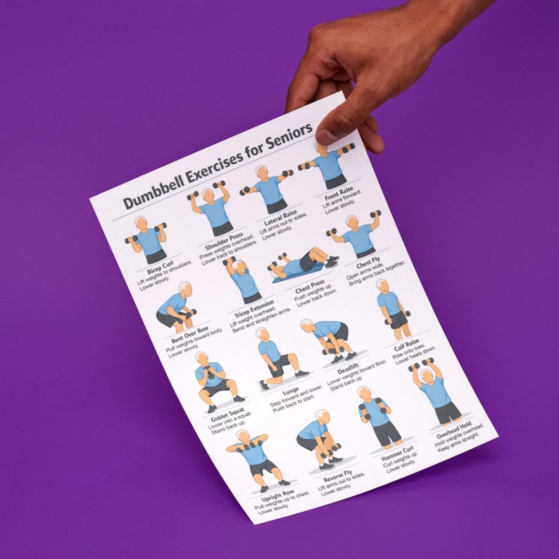 Printable Dumbbell Exercises for Seniors, Printable Dumbbell Workout ...