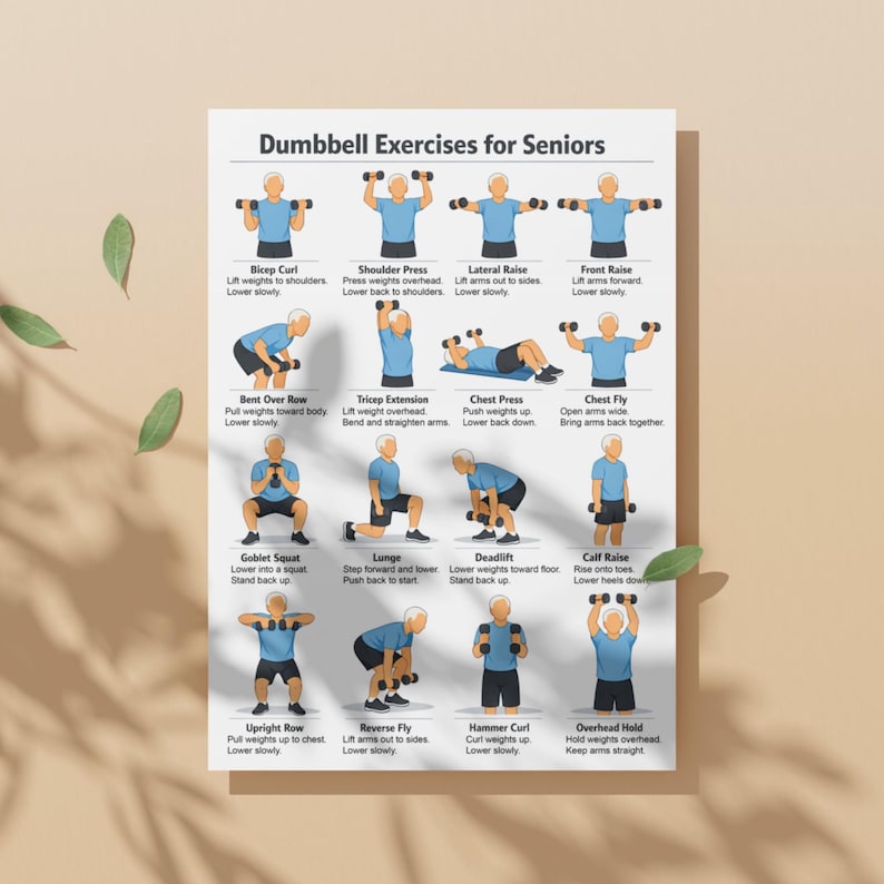 Printable Dumbbell Exercises for Seniors, Printable Dumbbell Workout ...