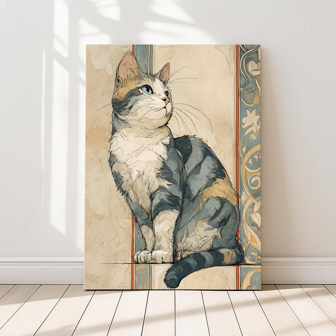 Medieval-inspired Cat Illustration, Illuminated Manuscript Style ...