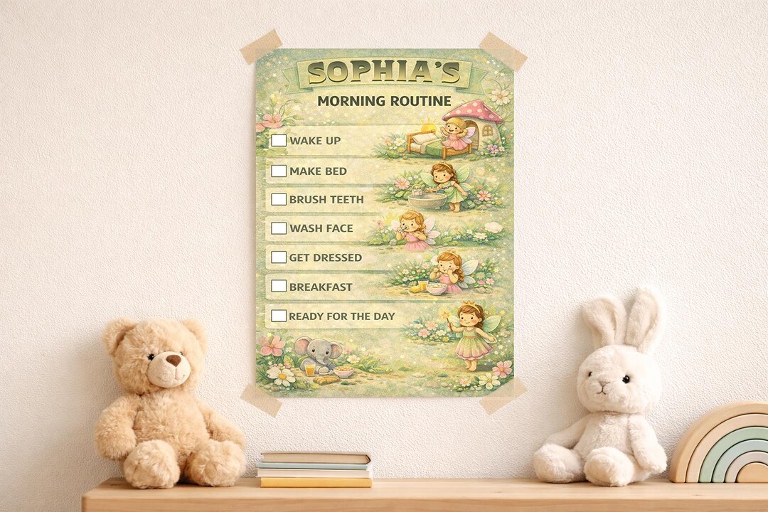 Fairy Garden Routine Chart Personalized Kids Daily Schedule Printable ...