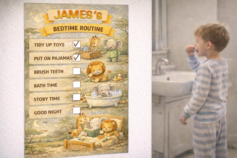 Safari Animals Afterschool Routine Chart | Personalized Kids Daily ...