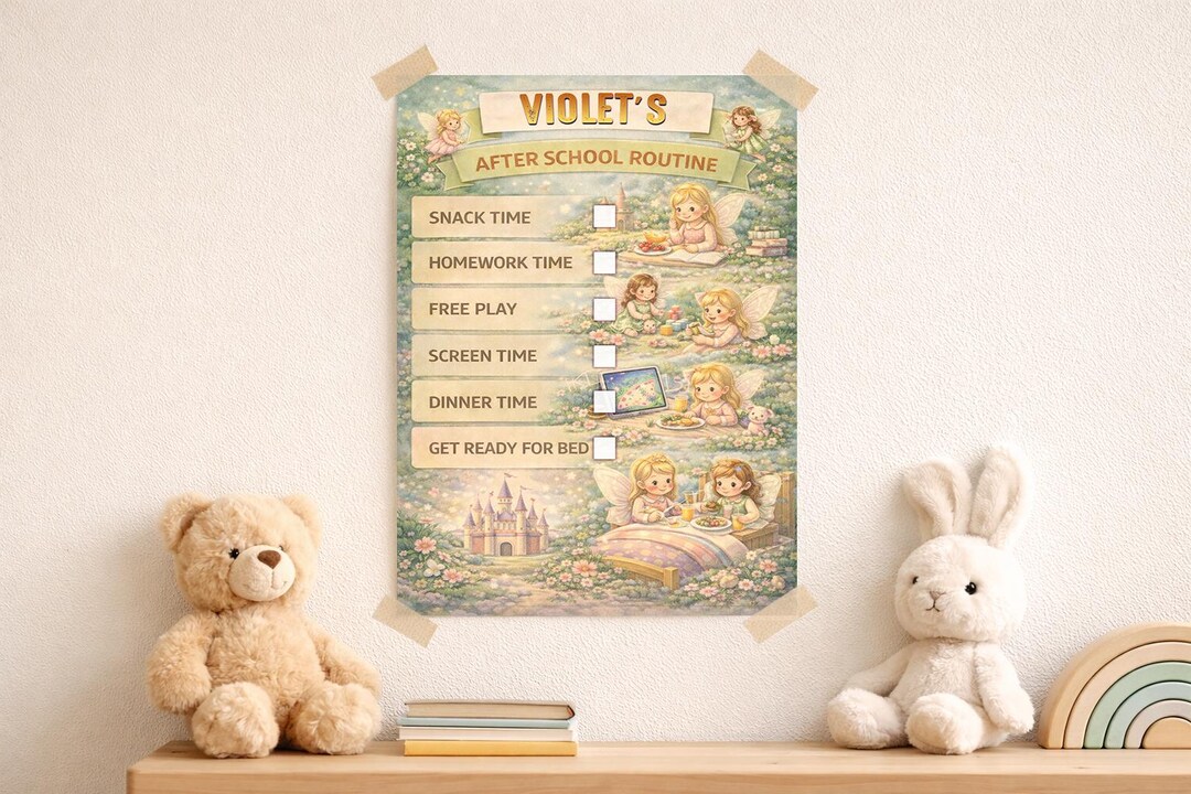 Personalized Kids Daily Schedule Printable Art | Fairy Garden ...