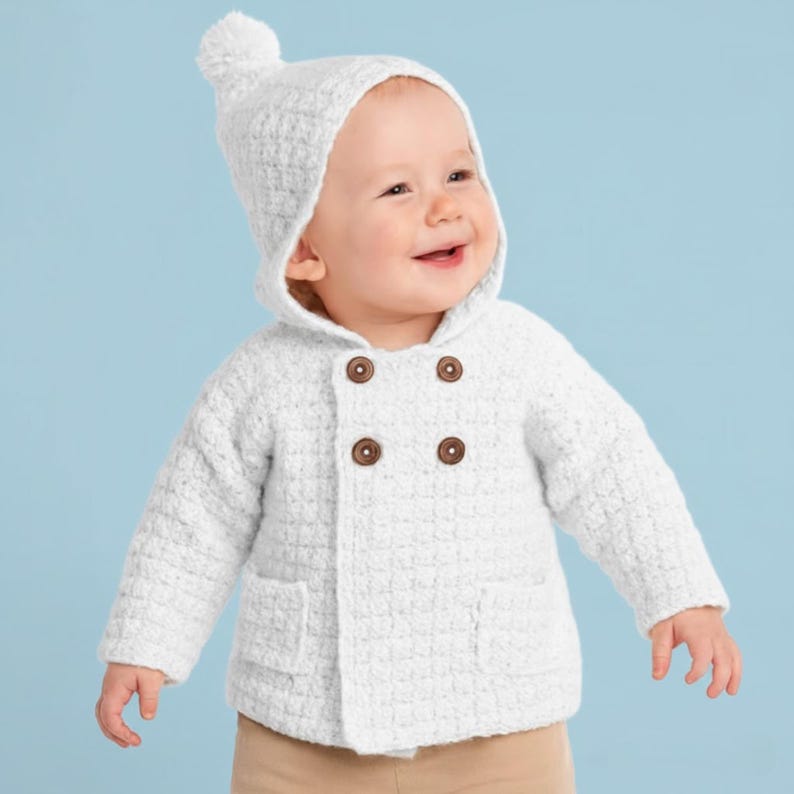 Hooded Baby Jacket Crochet Pattern Easy DIY PDF Sizes 6 to 24 Months ...