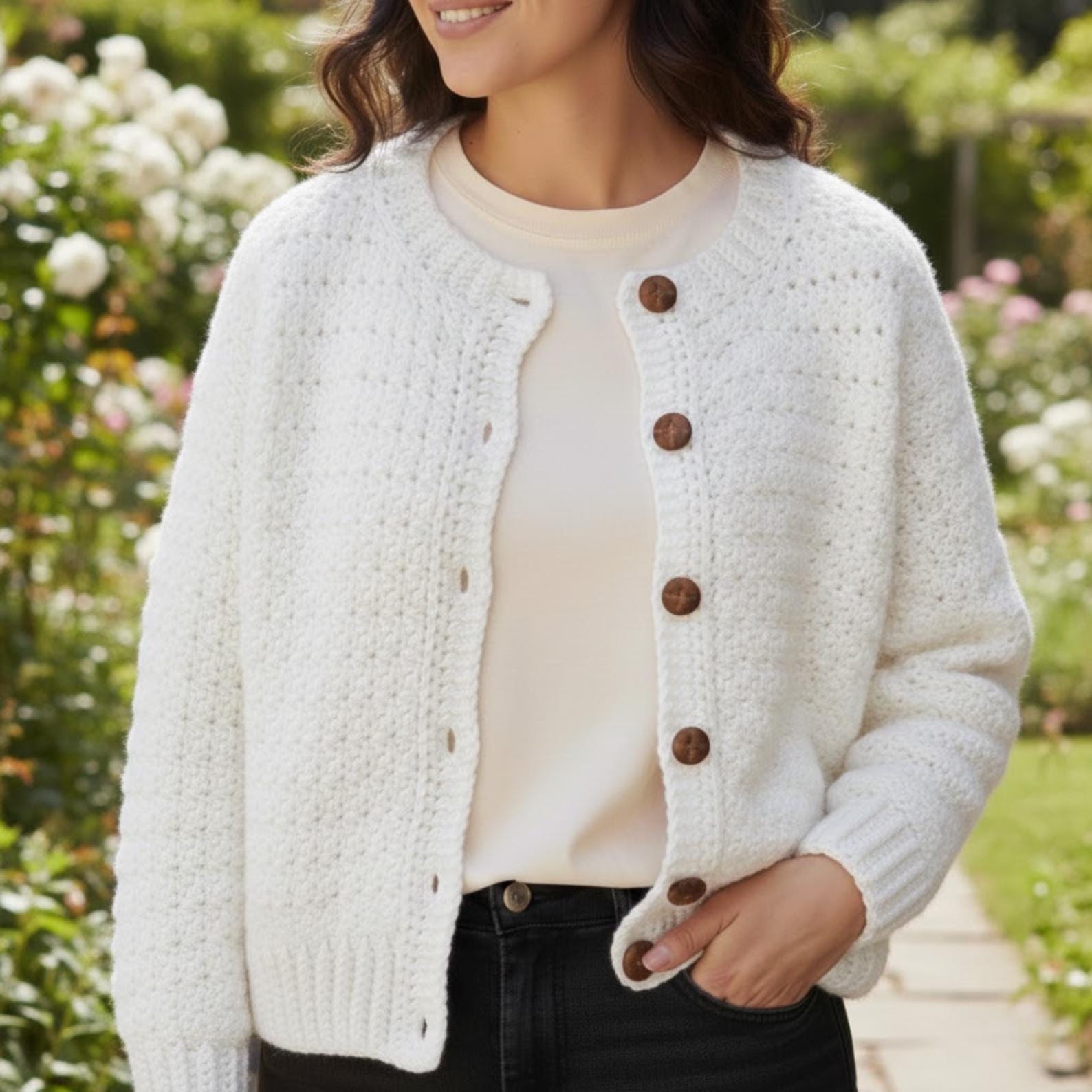 Beginner Crochet Cardigan Pattern | Easy Crew Neck Sweater (PDF Pattern ...