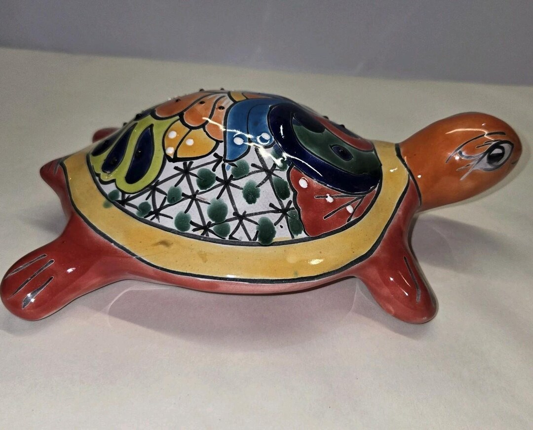 Talavera Turtle Figurine Mexican Hand Painted Art 9 X 6.5 X 3 Inches - Etsy
