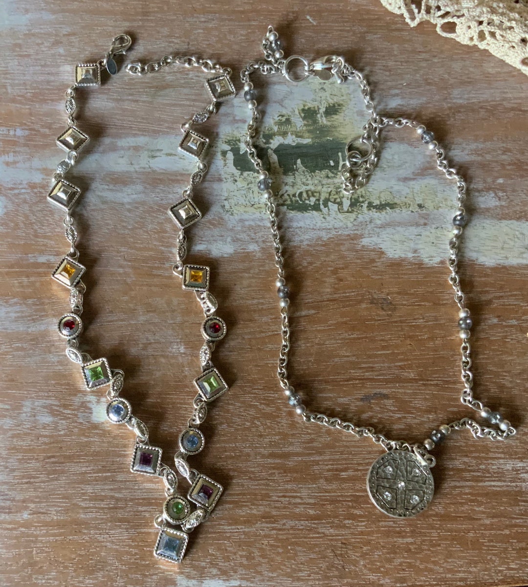 2 Silver Tone Necklaces PD Crown Premier Designs - Etsy