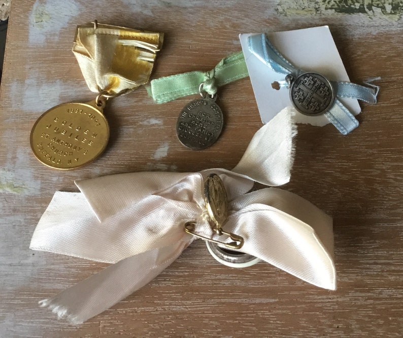 Religious Medals on Satin Ribbon - Etsy