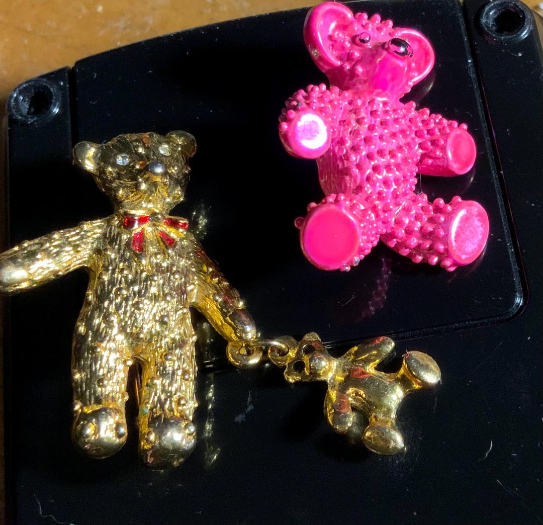 2 Adorable Vintage Teddy Bear Brooches - Etsy