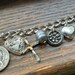 Sterling Silver and Pearl Religious Artist Made Charm Bracelet Signed ...