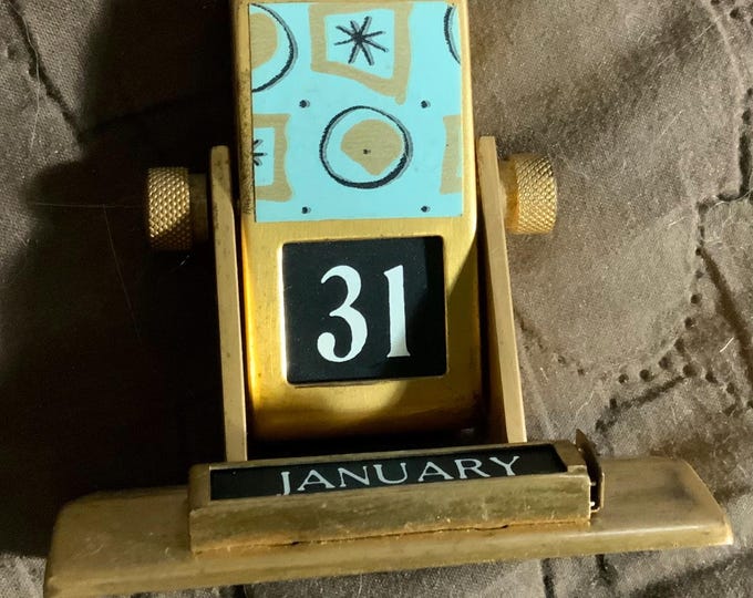Vintage Metal 1920s Perpetual Flip Calendar Brassy Metal Desktop ...