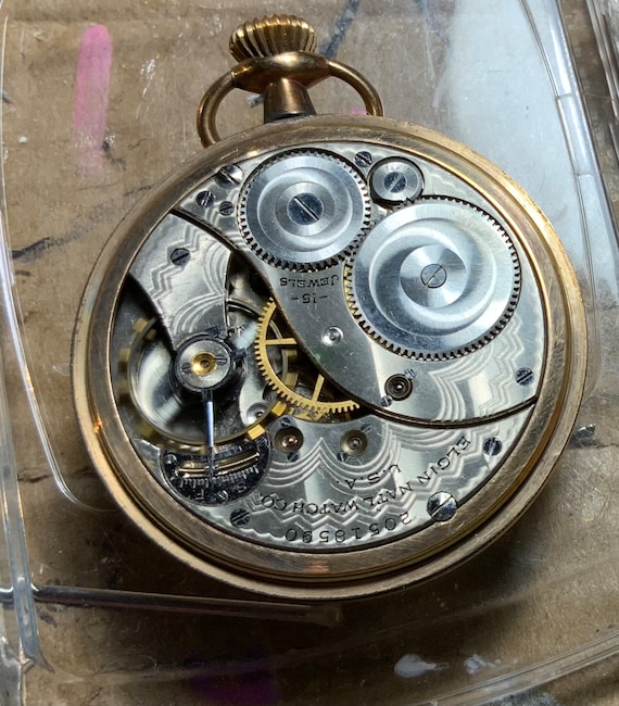 Elgin gold filled enamel face pocket watch - Gem