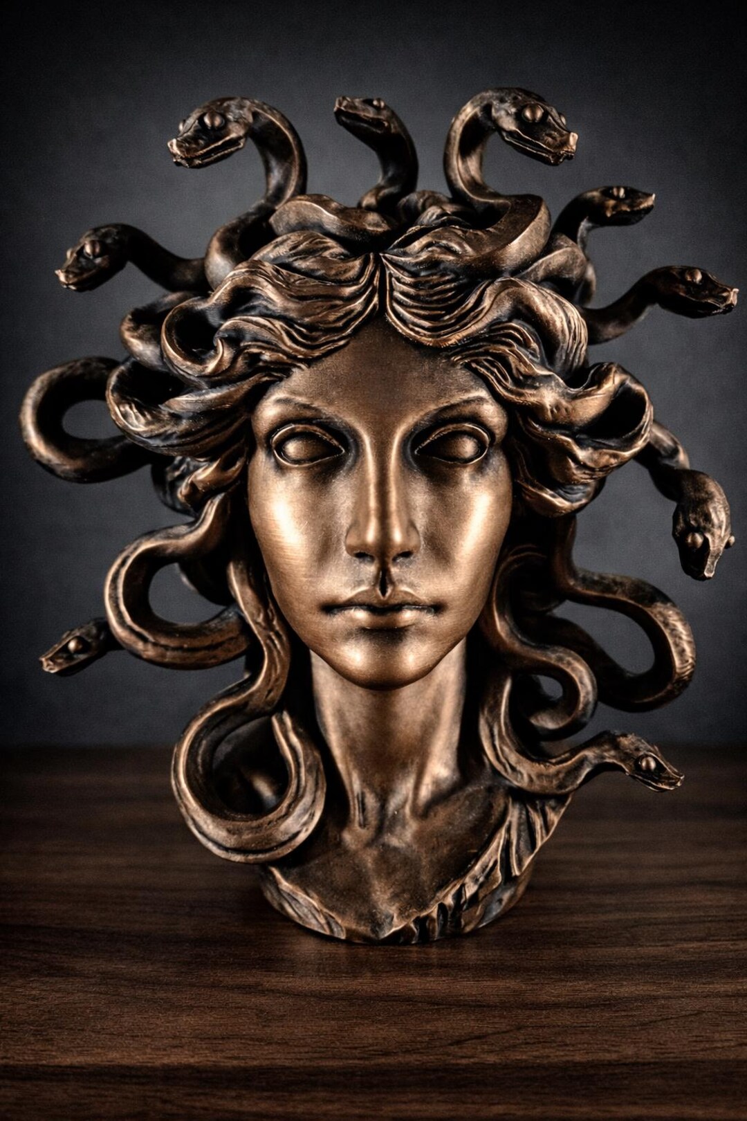 Medusa Bust - Bronze Patina Gorgon Statue - Snake Hair Sculpture-greek ...