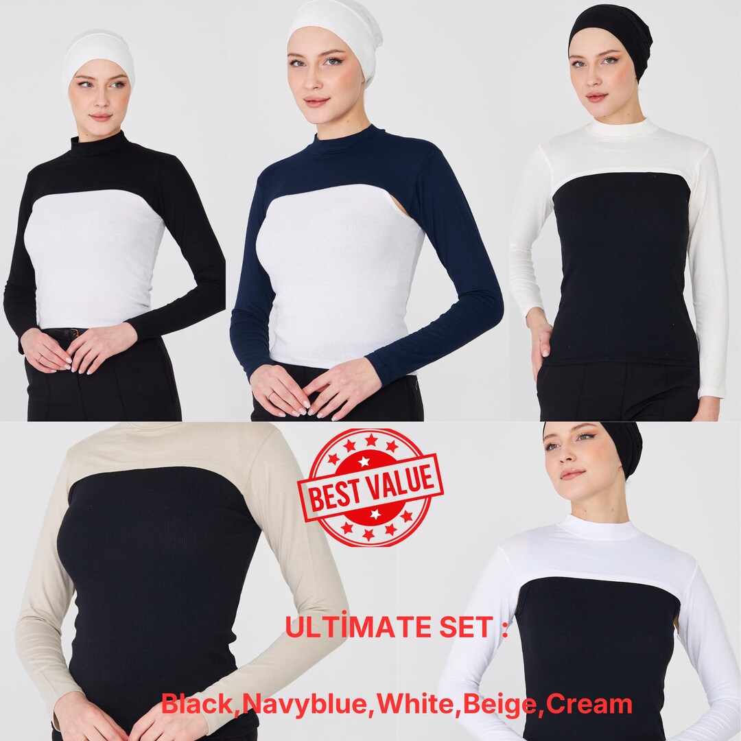 Set of 3 or 5 Hijab Arms Covers Bundle, Multi-color Sleeves & Neck ...