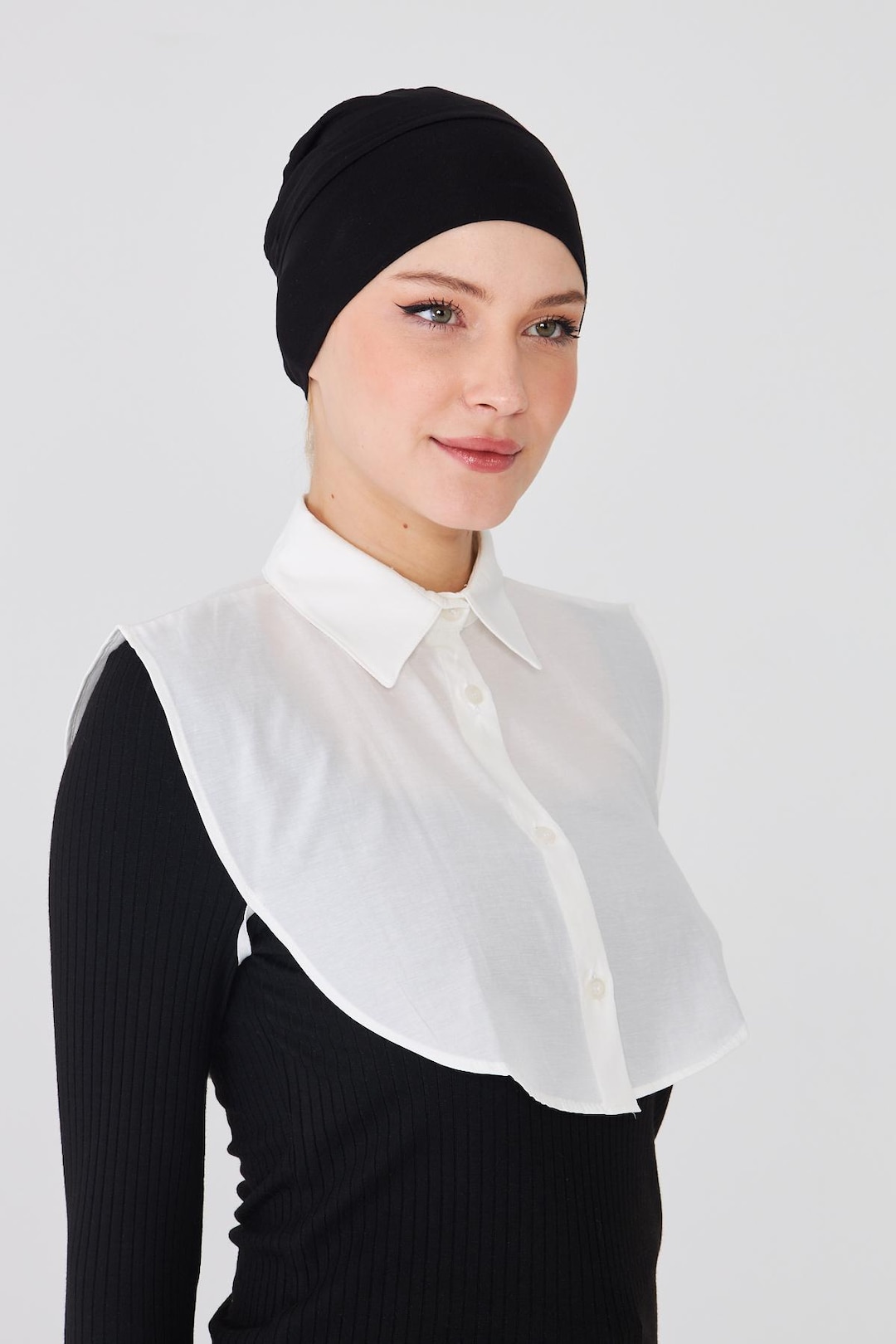 Premium 100% Cotton Women's Dickey Collar With Buttons, Elegant Mock ...