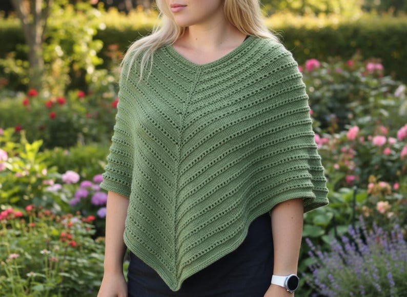 Elegant Summer Poncho Knitting Pattern – Lightweight Top-down Lace ...
