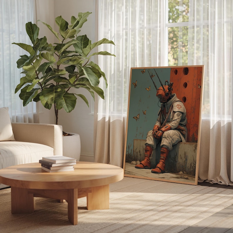 Futuristic Robot Art Print - Retro Sci-fi Illustration - Cyberpunk ...