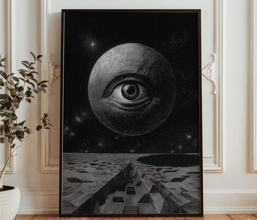 Cosmic Entity Art Print - Black and White Space Artwork - Occult Sci Fi ...