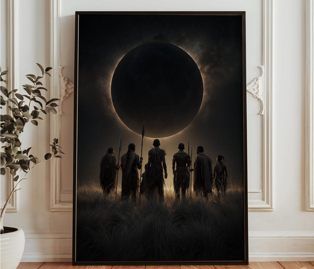 Tribal Eclipse Wall Art - Mythic Fantasy Artwork - Dark Moon Ritual ...