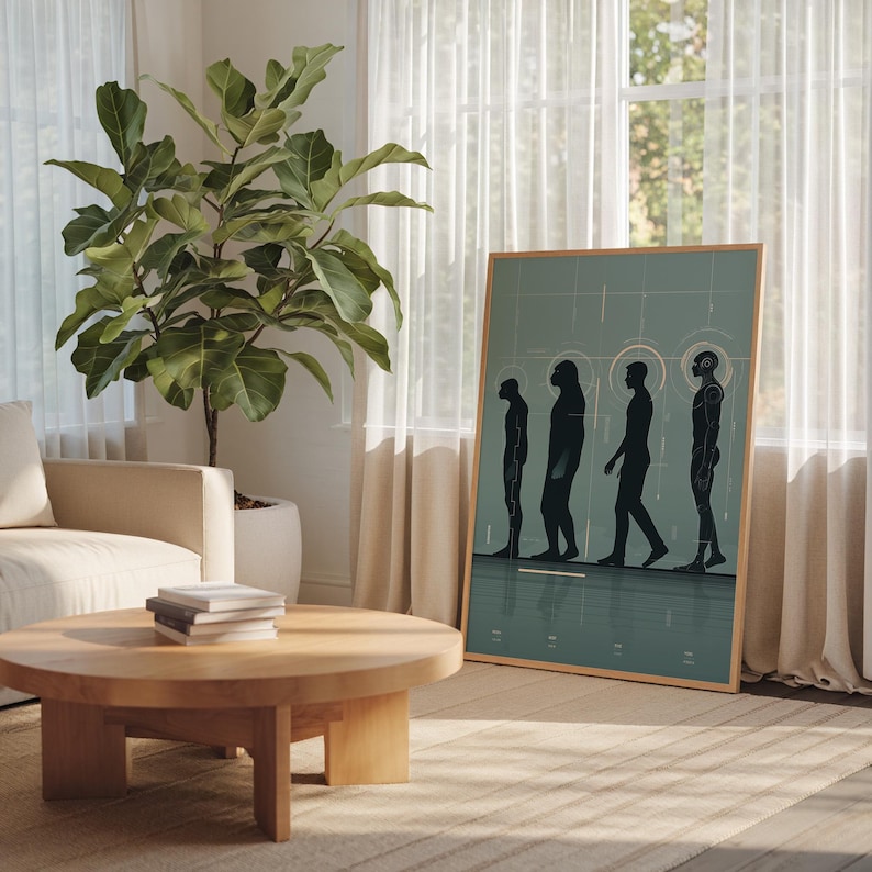 Human Evolution to AI Art Print - Transhumanism Timeline Poster ...