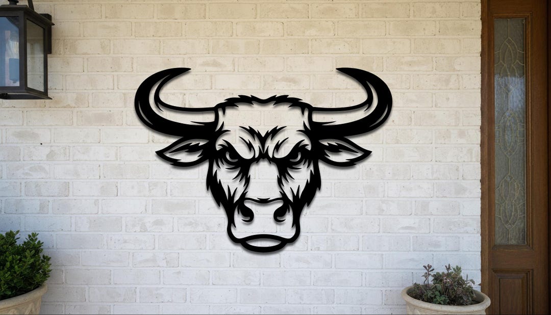 Bull Head Metal Wall Art | Farmhouse Wall Decor | Longhorn Wall Hanging ...