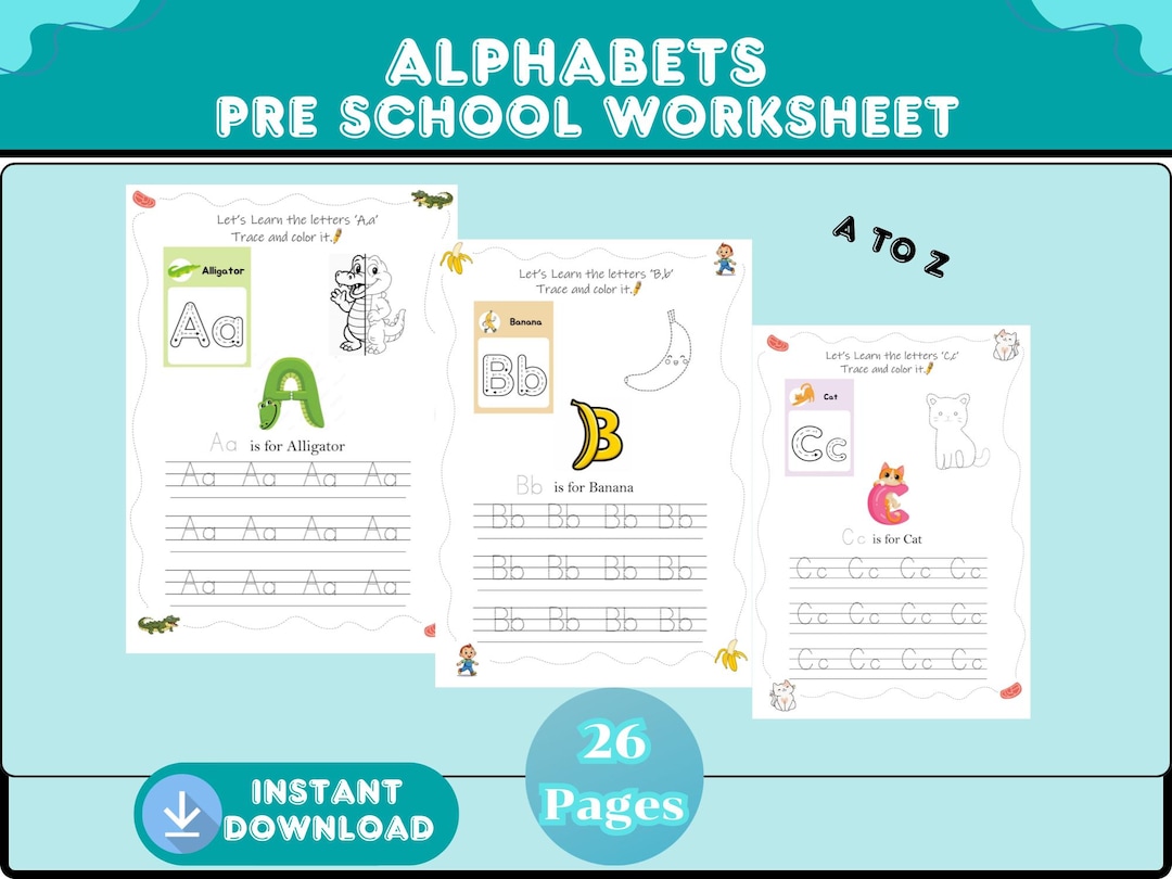 Kindergarten Alphabet Tracing Pages – A-Z Handwriting Practice ...