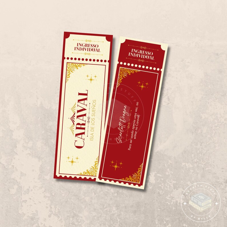 Caraval Ticket Bookmark Printable | Personalized Admit One Fantasy ...