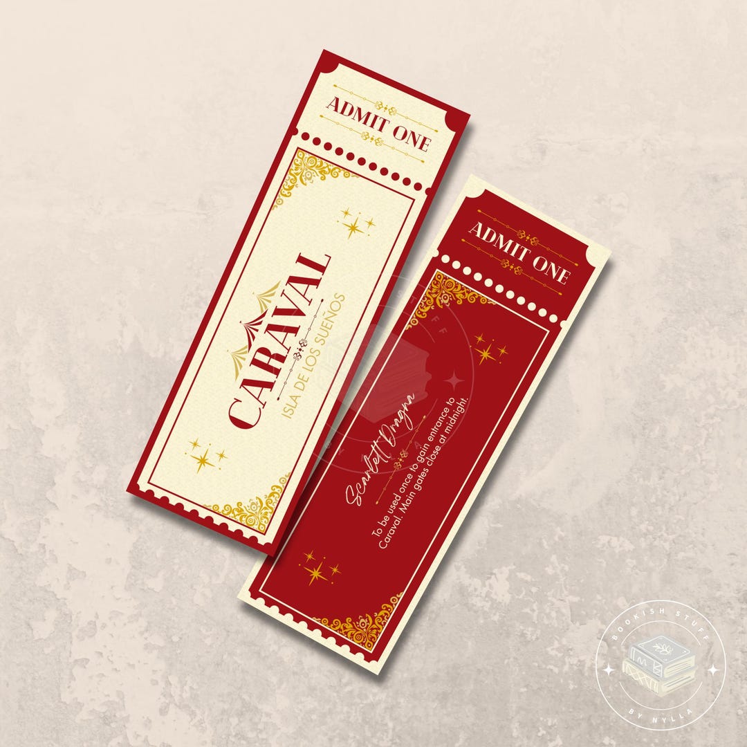 Caraval Ticket Bookmark Printable | Personalized Admit One Fantasy ...