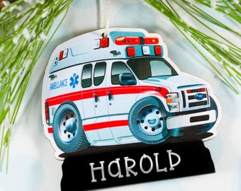 Personalized EMT Ornament, Ambulance Backboard Ornament, EMS Christmas ...