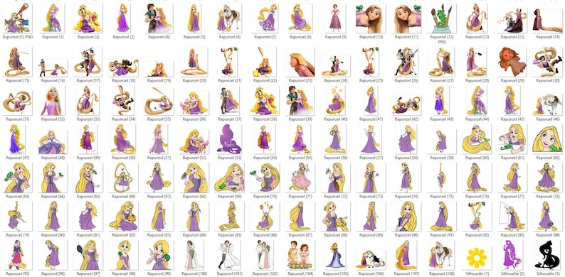 Tangled PNG Mega Bundle, Rapunzel Clipart Bundle, Tangled SVG, Flynn ...
