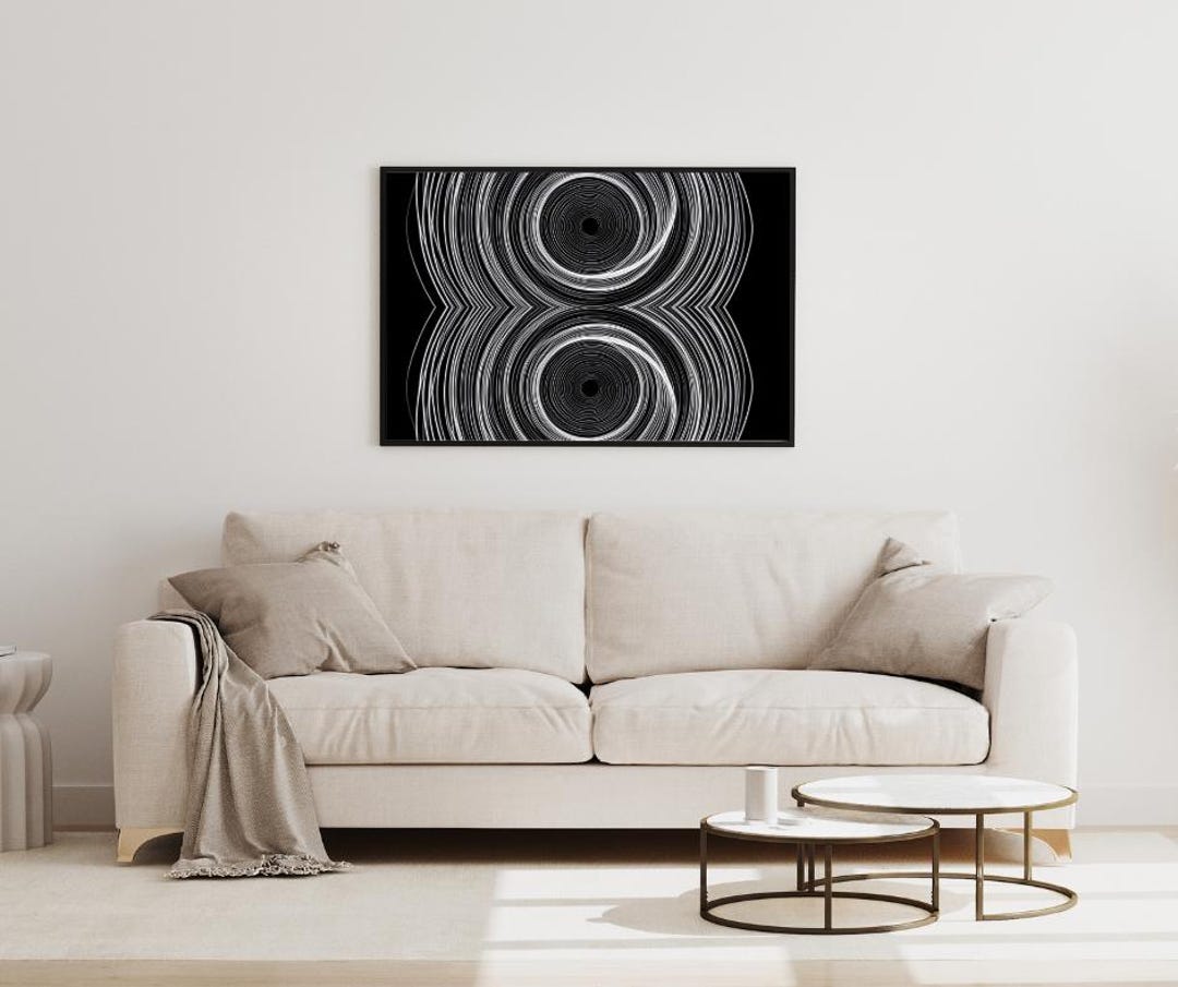 Zen Vortex Wall Art, Monochrome Circle Print, Minimalist Spiral Poster ...