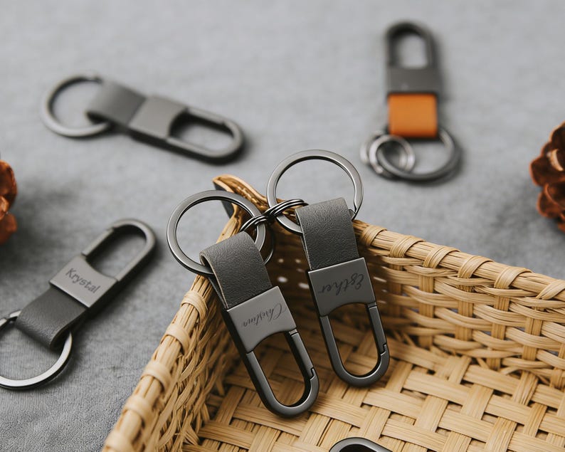 Personalized Leather and Metal Keychain – Customizable With Engraving ...