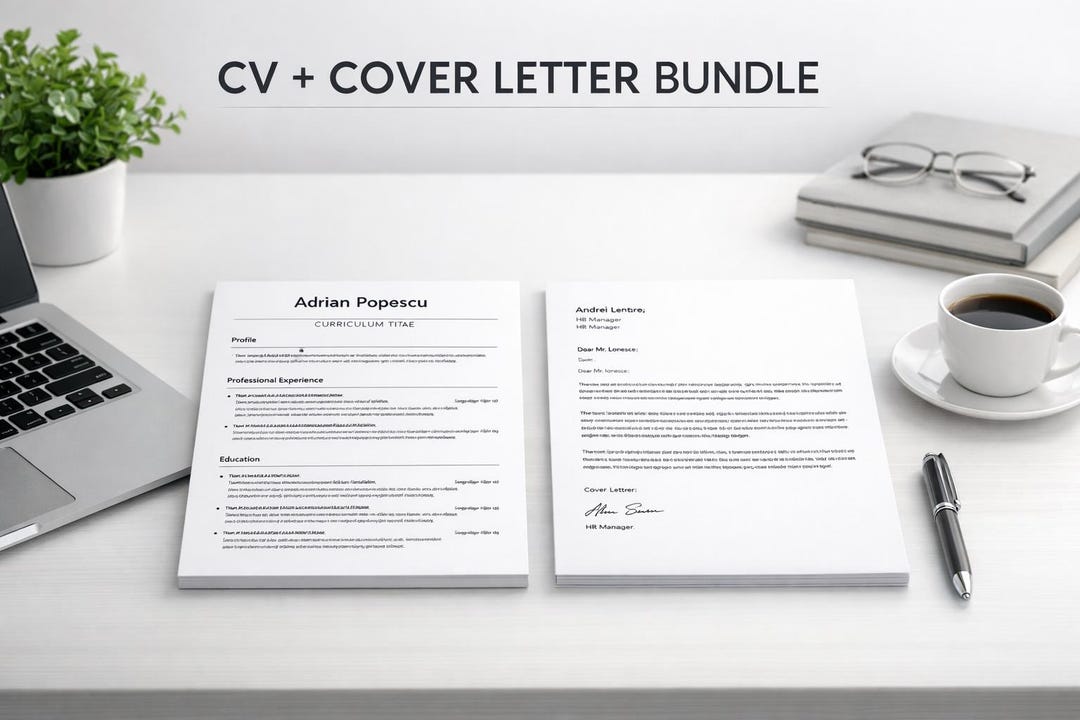 Resume and Cover Letter Bundle | English & Romanian | Editable Template ...