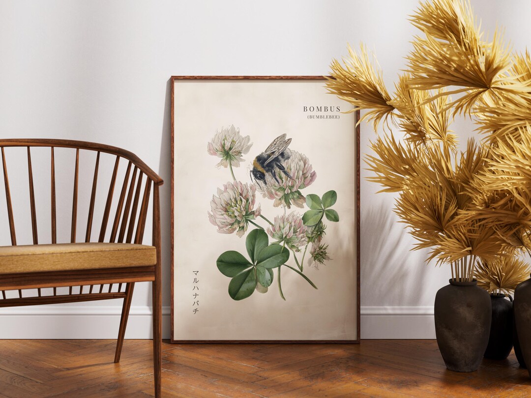 Bumble Bee Wall Art - Vintage Botanical Poster - Nature Home Decor ...