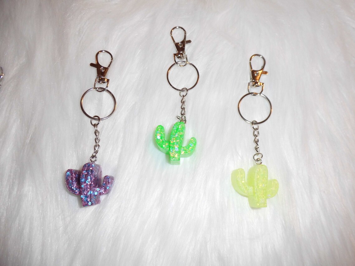 Cactus Keychain Resin Cactus Keychain Kawaii Cactus - Etsy