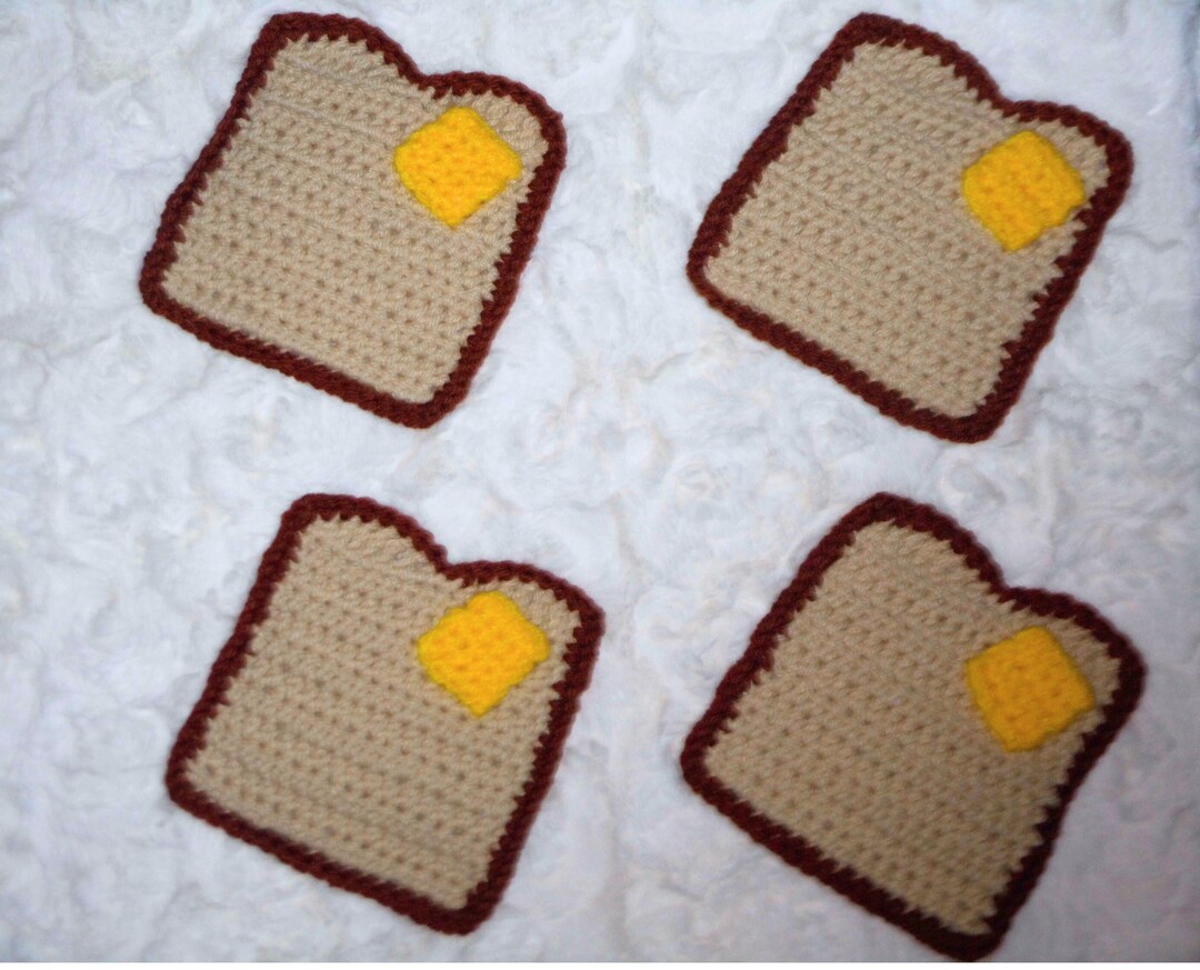 Toast and Butter Coasters, Crocheted Coasters, Food Themed Coasters ...