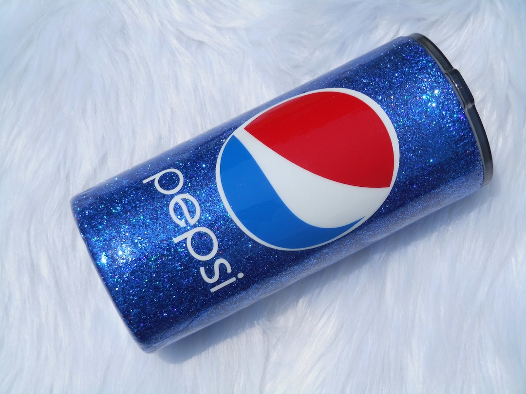 Vaso Pepsi con purpurina hecho a mano – Acero inoxidable, brillo azul ...