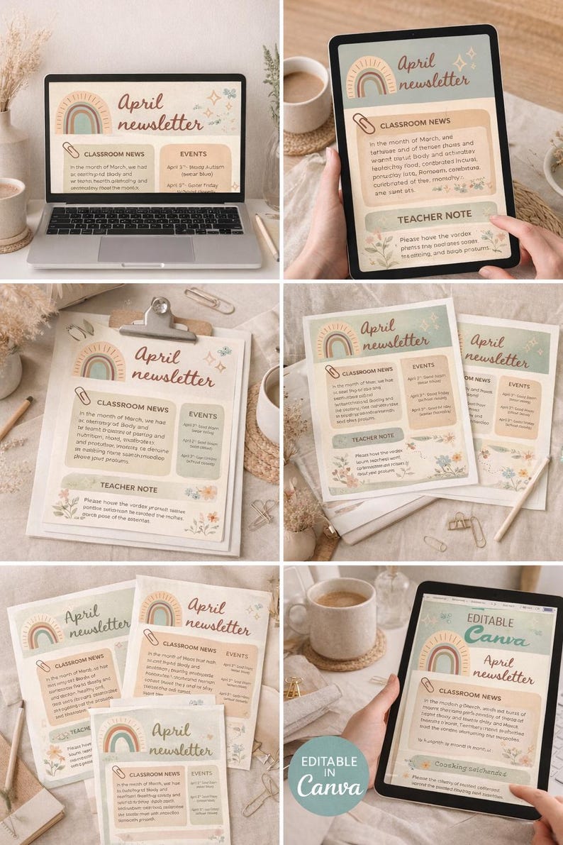 April Preschool Newsletter Template | Spring Daycare Newsletter ...