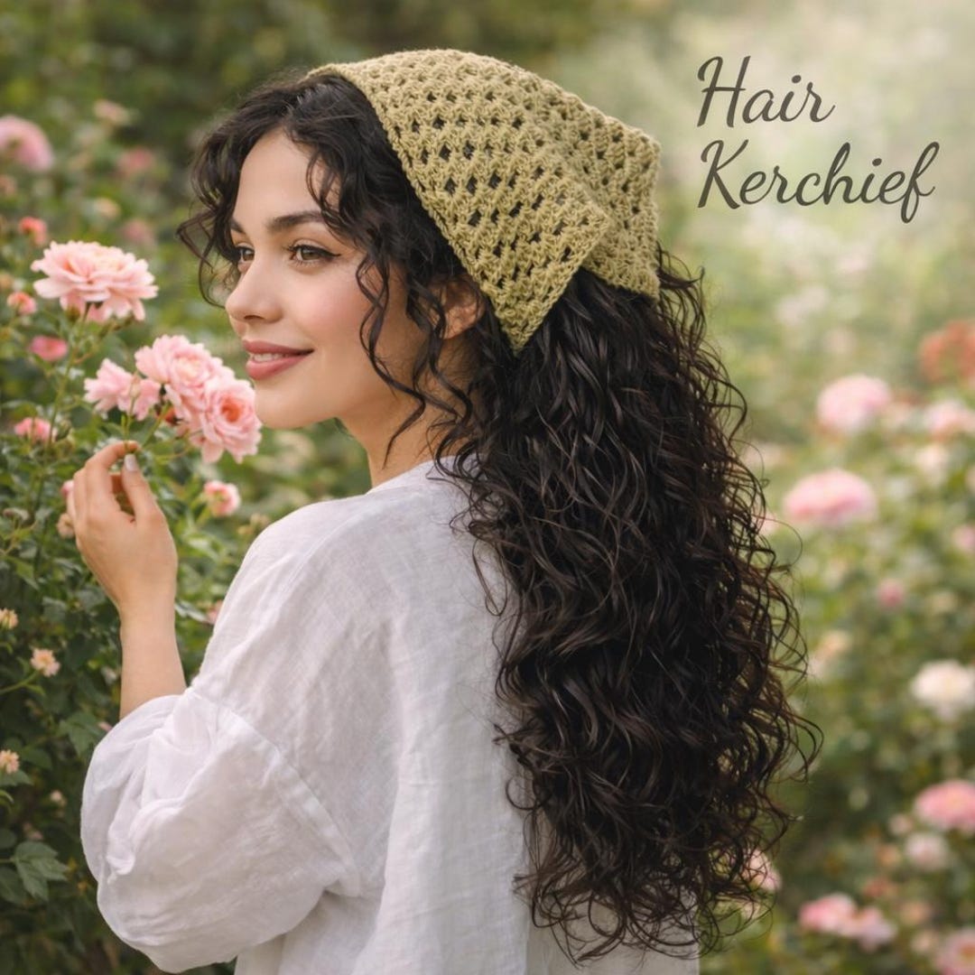 Granny Mesh Kerchief Crochet Pattern | Beginner Friendly Hair Scarf ...