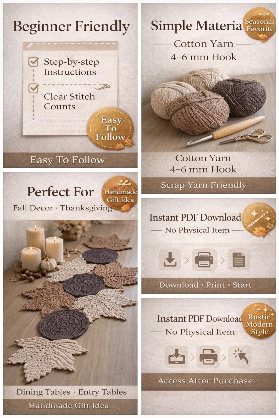 Autumn Maple Table Runner Crochet Pattern PDF, Fall Leaf Runner, Flat ...