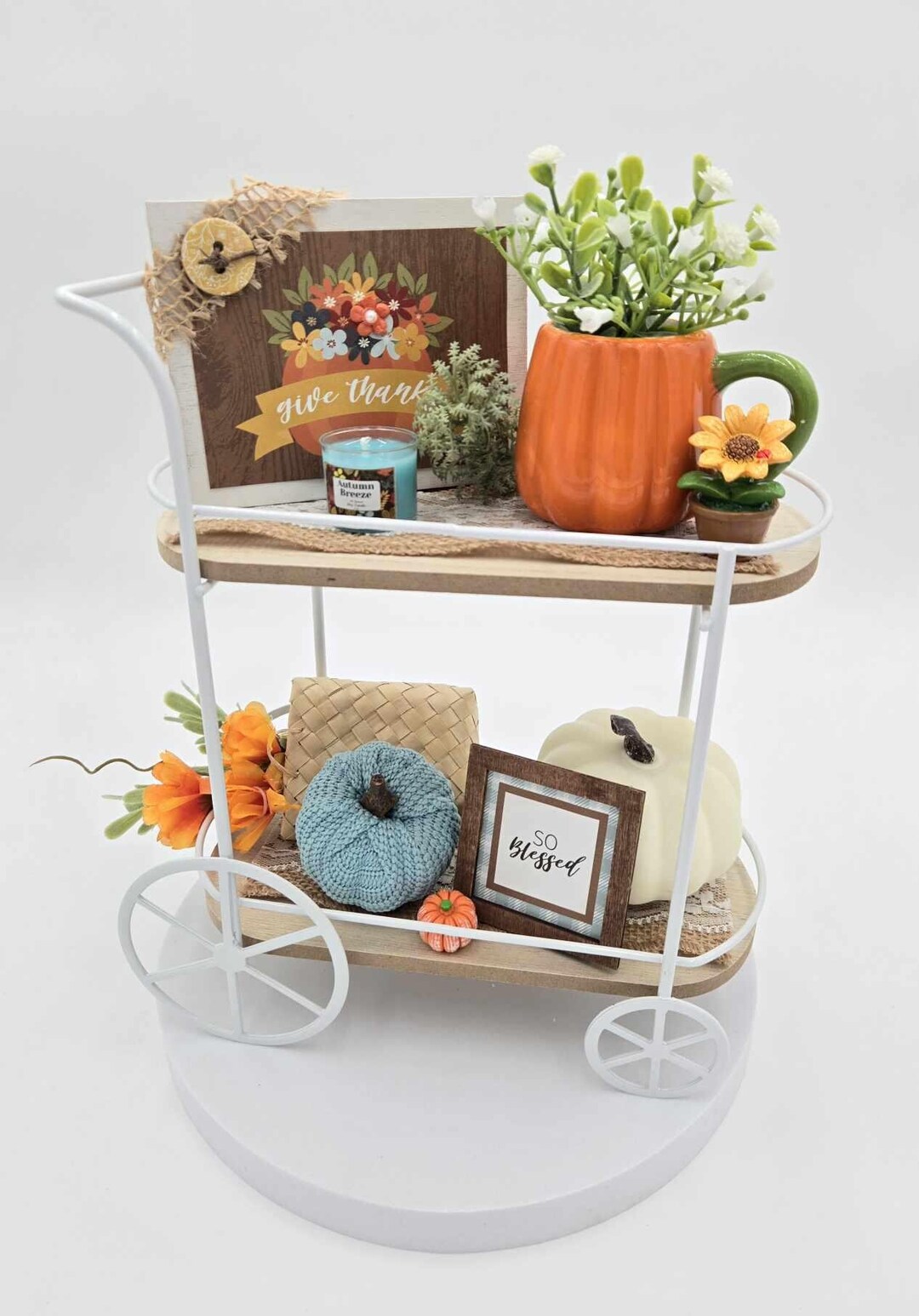 Mini Give Thanks Fall Decor Tea Cart And/or Decorations for 18 Inch ...