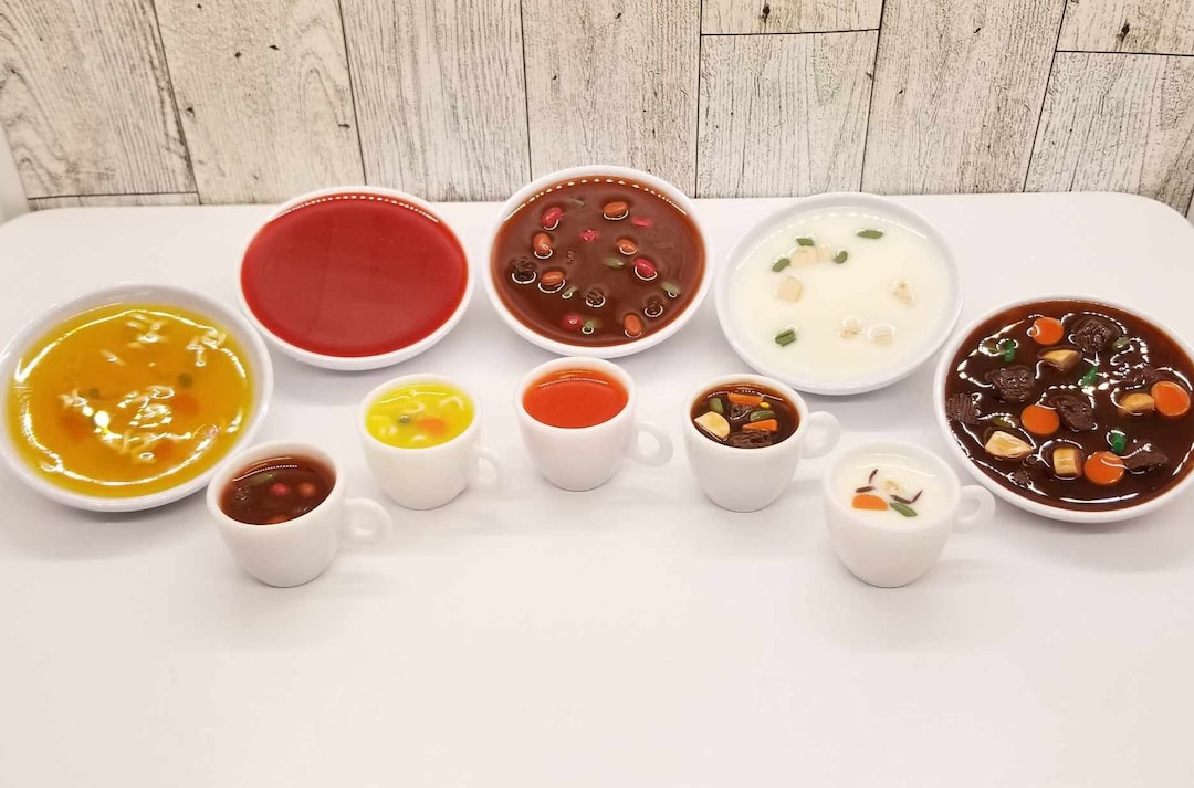 1:3 Scale Miniature Bowl/cup of Chicken Noodle, Tomato, Clam Chowder ...