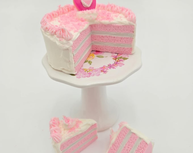 1:3 Scale Pink Heart Layered Cake for 18 Inch Doll, 14 Inch Doll, BJD ...