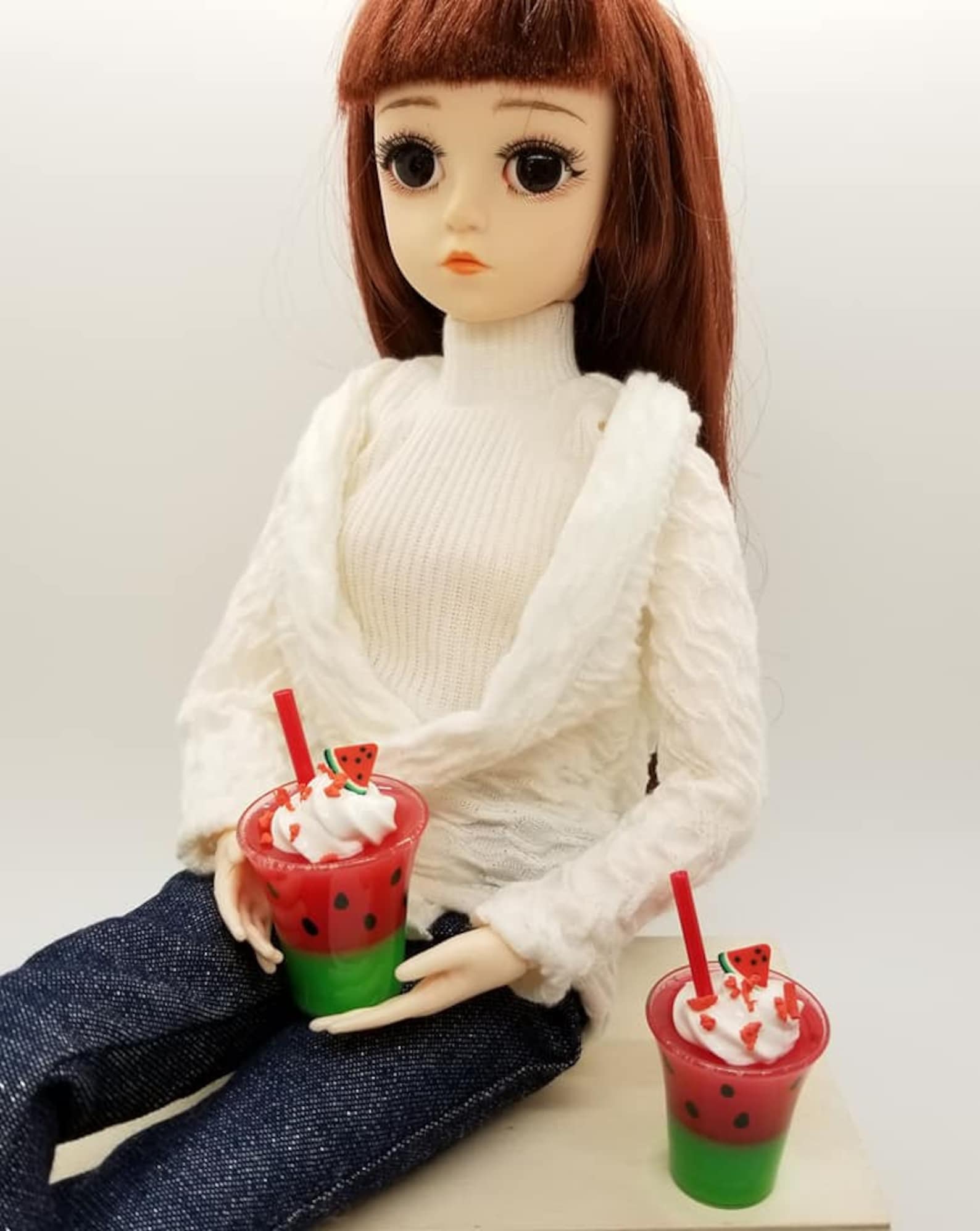 1:3 Scale Watermelon Drink/smoothie for 18 Inch Doll, 14 Inch Doll, BJD ...