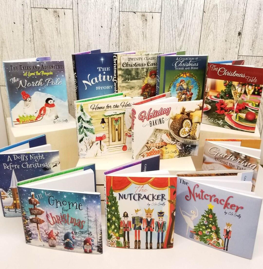1:3 Scale Mini Hardcover Christmas Holiday Books With Blank Pages, Cook ...
