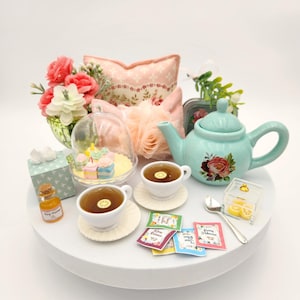 Mini Tea Set and Gold Tea Cart And/or Decorations for 18 Inch Doll, 14 ...