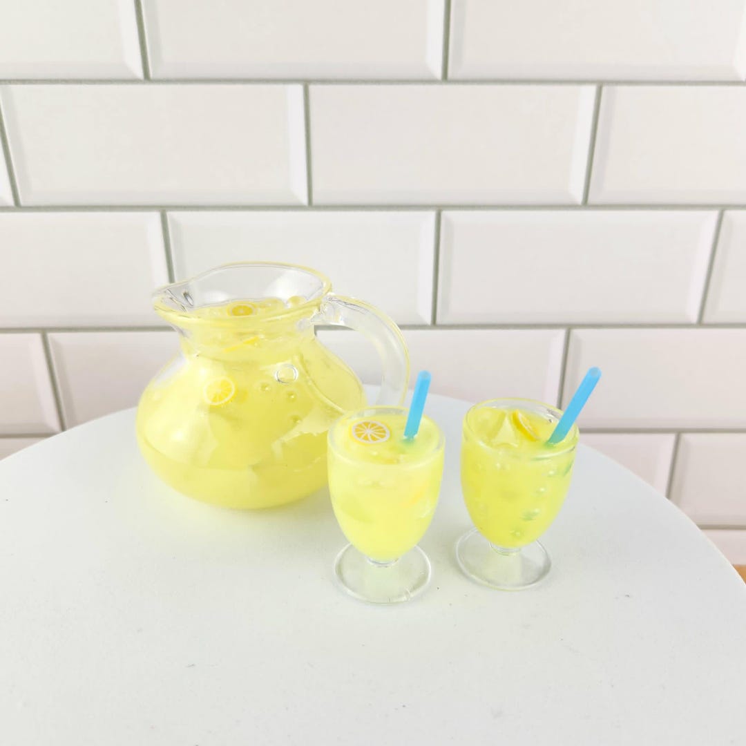 1:3 Scale Miniature Pitcher of Lemonade With Goblets for 14 Inch Doll ...