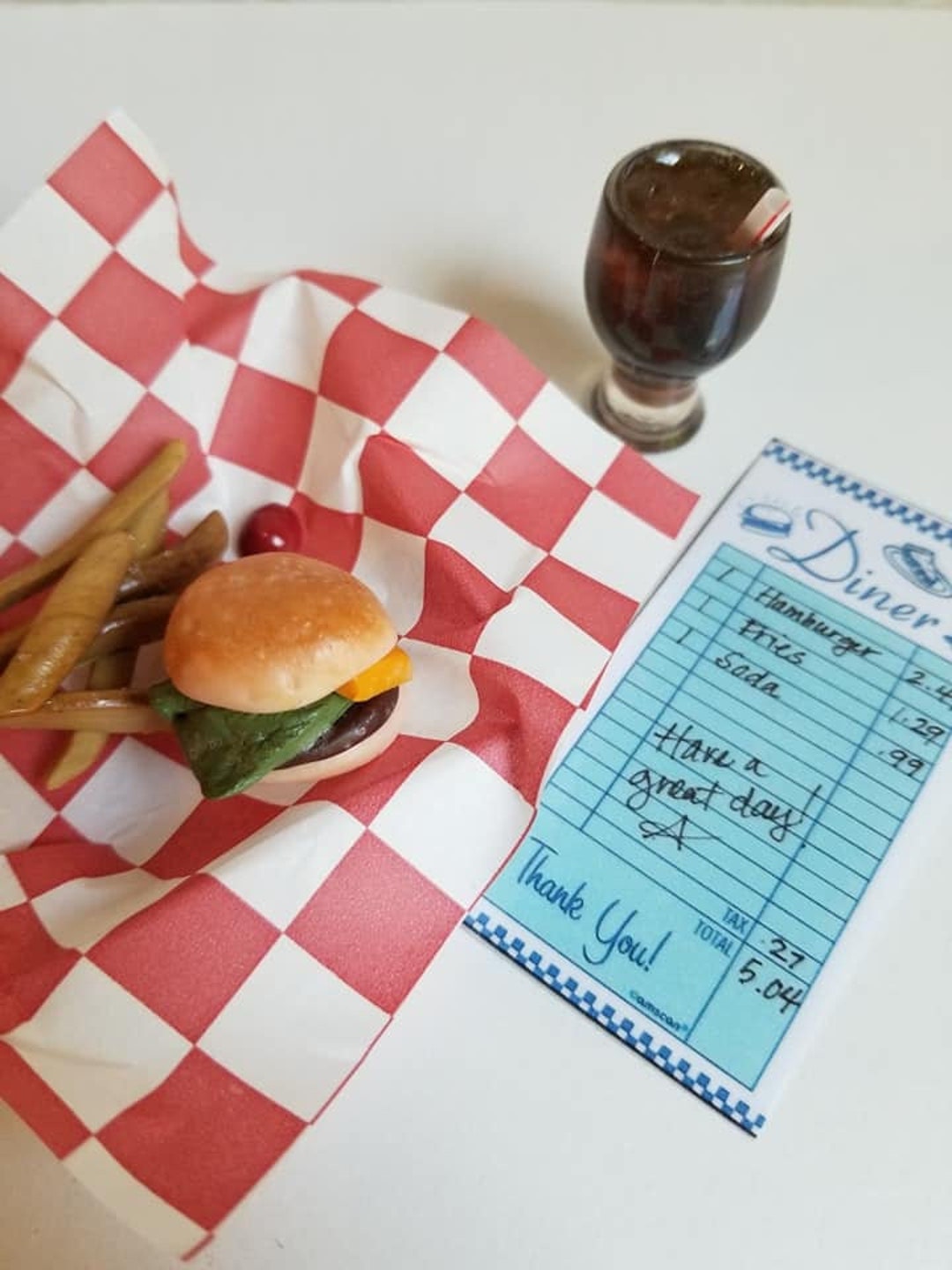1:4 Scale PRICE REDUCED Miniature Doll Burger and Fries Basket for 18 ...