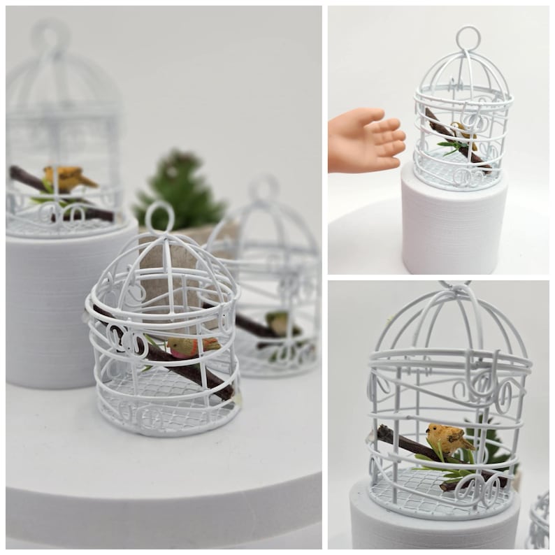 Mini Metal Bird Cage With Faux Bird for 18 Inch Dolls, 14 Inch Dolls ...