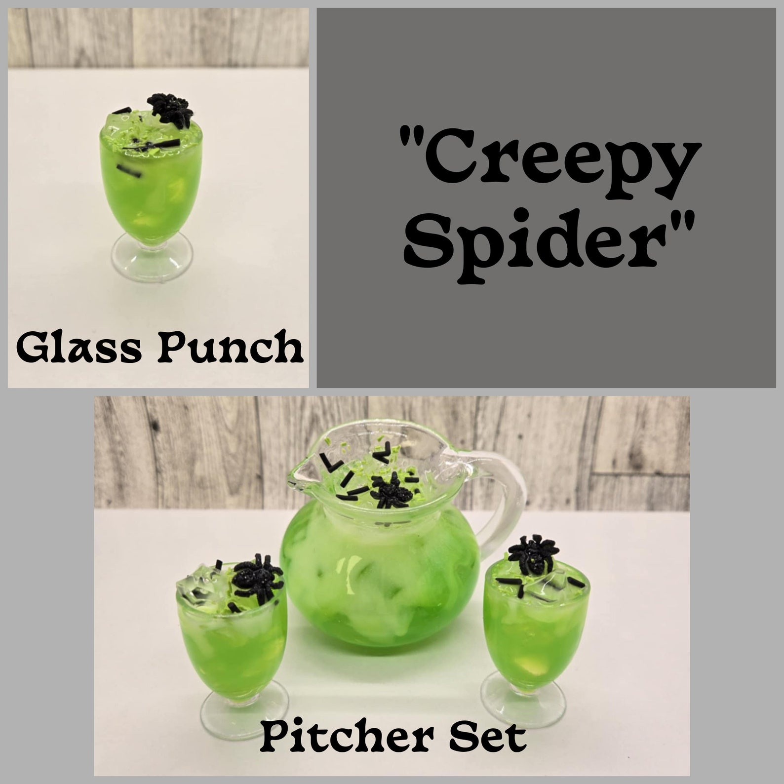 1:3 Scale Halloween Spooky Brew Assorted Punch Pitcher and Beverage Set ...